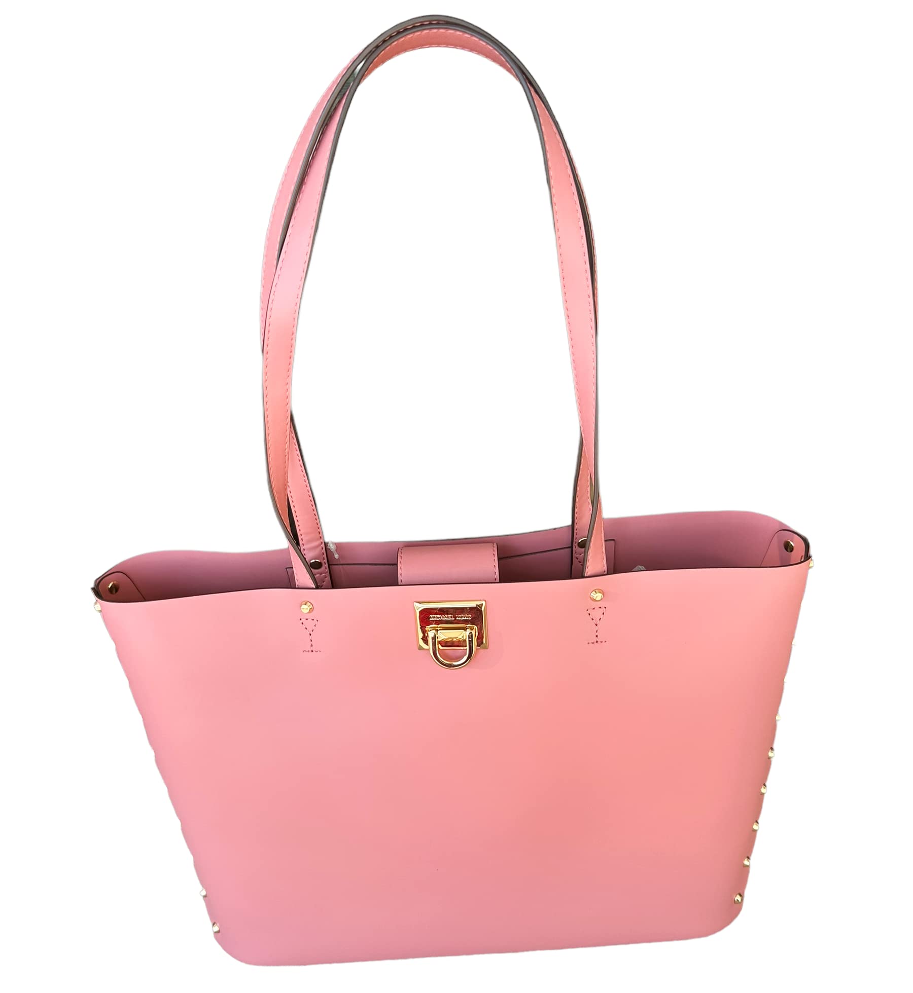 Michael Kors Manhattan Large Leather Tote Studded Bag Rose Pink Leather