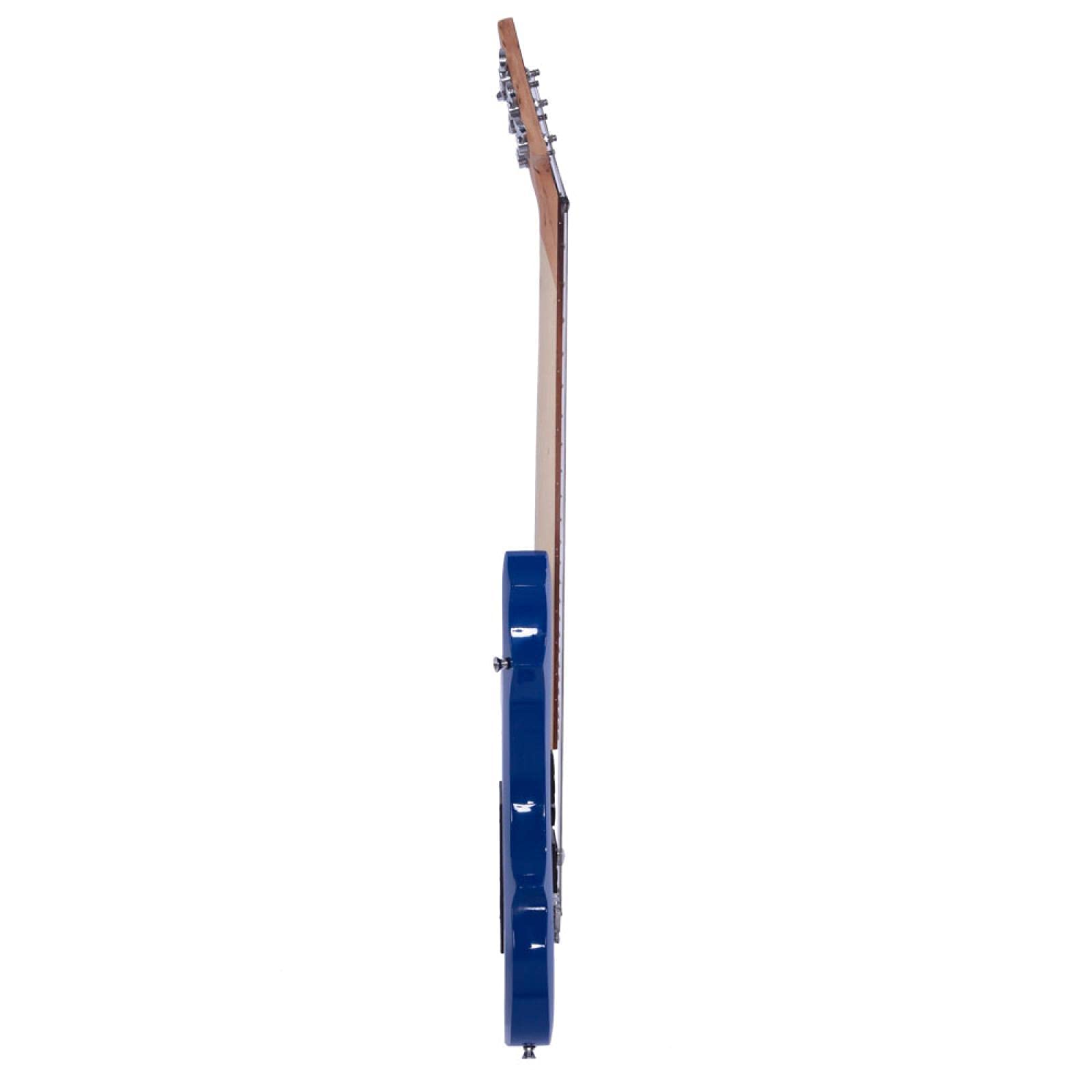 LEADZM Flaming Electric Guitar HSH Pickup Bag Strap Paddle Rocker Cable Wrench Tool Dark Blue
