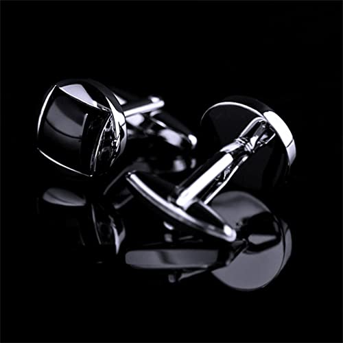 Men's Shirt Cuff Accessories Round Black Cuff Buttons Wedding Guest Shirt Cufflinks (Color : A, Size : 16 * 16mm) (A 16 * 16mm)