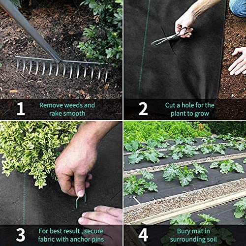 MICROMALL Premium 4oz Pro Weed Barrier Landscape Fabric 4ft x 300ft, Weeds Control for Flower Bed, Mulch, Pavers, Edging, Garden Stakes or Any Heavy Duty Outdoor Project