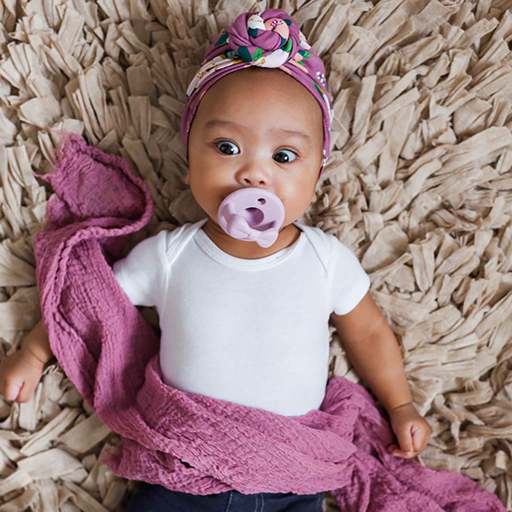 Itzy Ritzy Silicone Pacifiers for Newborn - Sweetie Soother Pacifiers Feature Collapsible Handle & Two Air Holes for Added Safety; for Ages Newborn and Up, Set of 2 in Orchid & Lilac