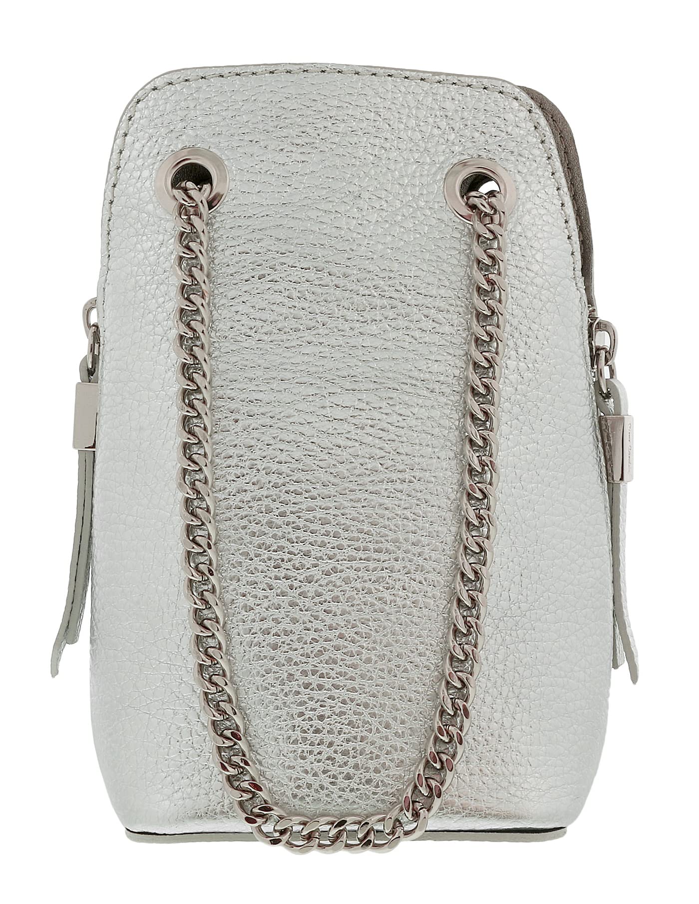 Pierre Cardin Silver Leather Curved Structured Chain Crossbody Bag for womens