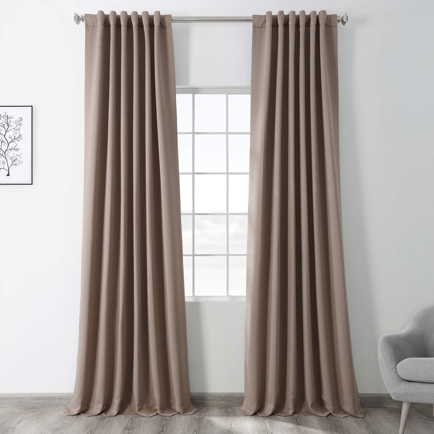 HPD Half Price Drapes Room Darkening Curtains 84 Inches Long for Bedroom (1 Panel), BOCH-2018111-84, 50 X 84, Formal Taupe
