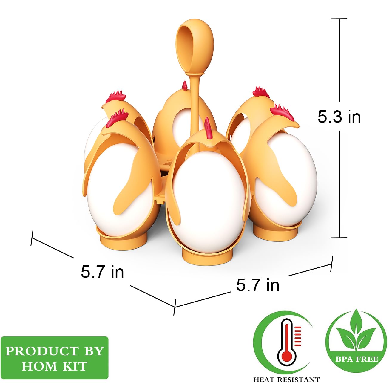 Silicone Egg Poached Egg Hard Boiled, Chicken Egg Holder Soft Boiled Eggs Molds Egg Poacher, Easy Clean Hard-Boiled Egg Maker Egg Boiler for Kid, Hold 6 Egg Boiled Egg Holder for Cooking, White