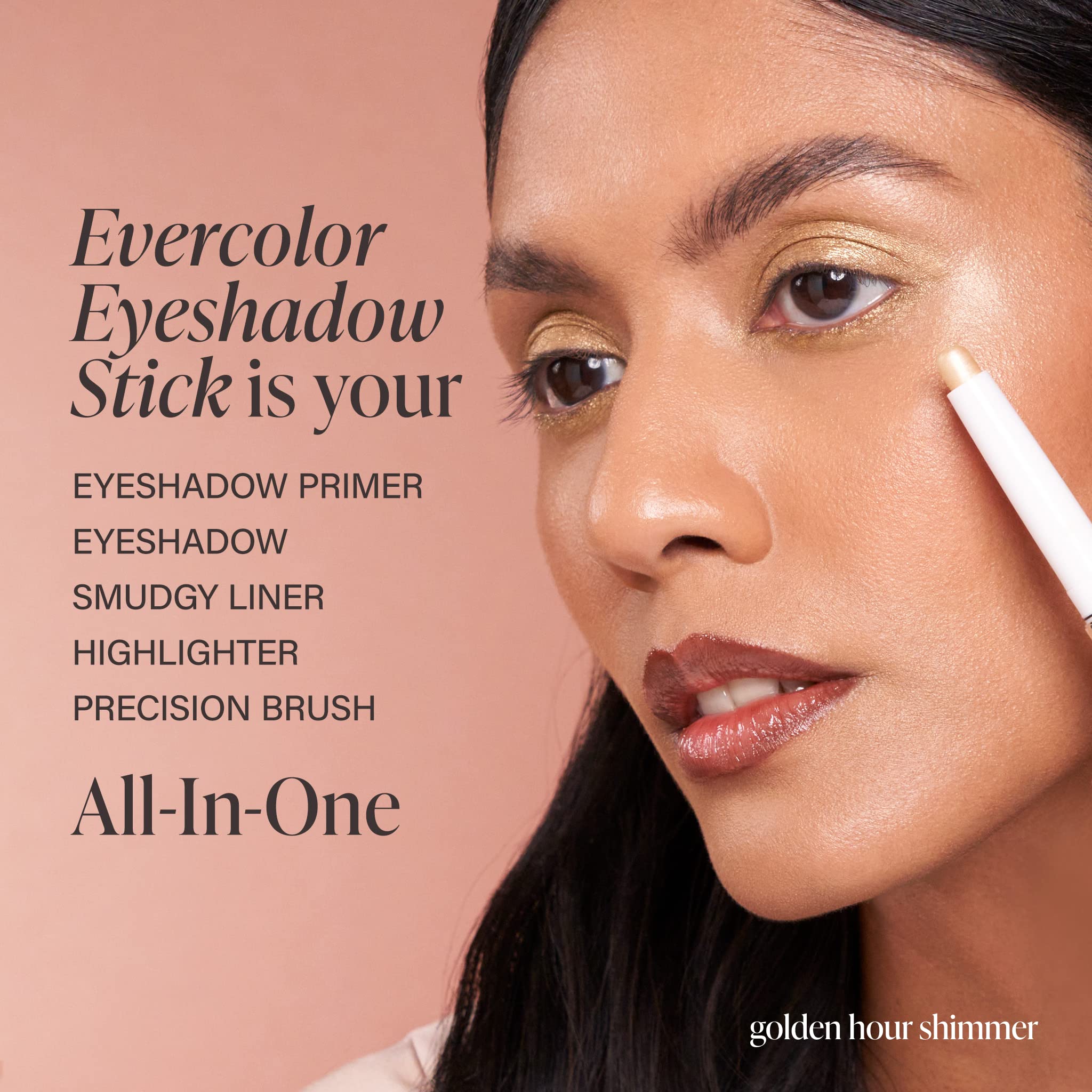 Mally Beauty Evercolor Eyeshadow Stick - Rose Gilt Shimmer - Waterproof and Crease-Proof Formula - Easy-to-Apply Buildable Color - Cream Shadow Stick