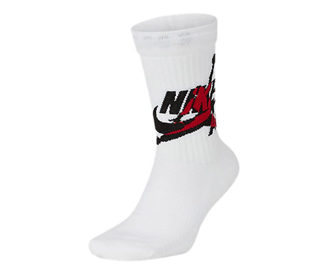 Jordan x Nike Men's Legacy Hybrid Logo Crew Socks Large (9-12) White Red Black
