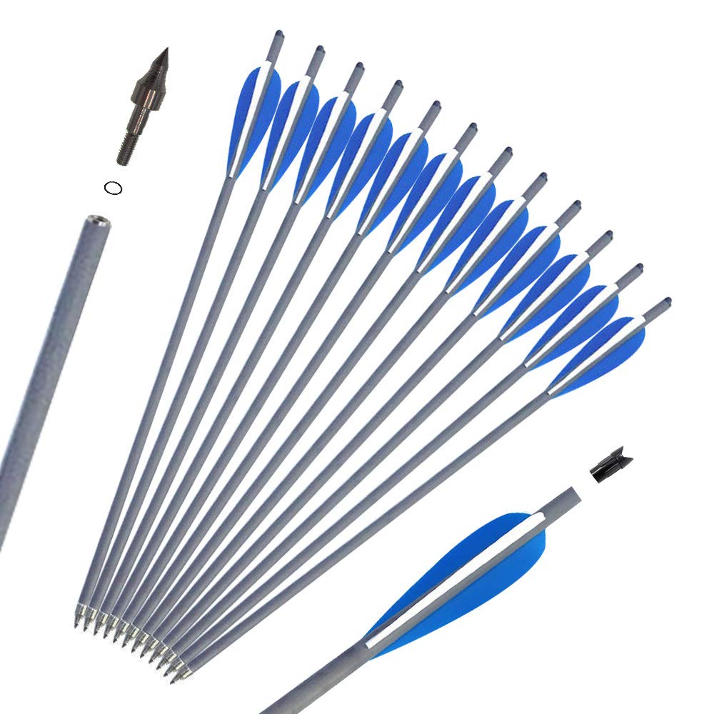 Jocoo 20" Carbon Crossbow Bolts Hunting Archery 20 Inch Arrows with 4" vanes and Replaced Arrowhead/Tip (12 Pack)