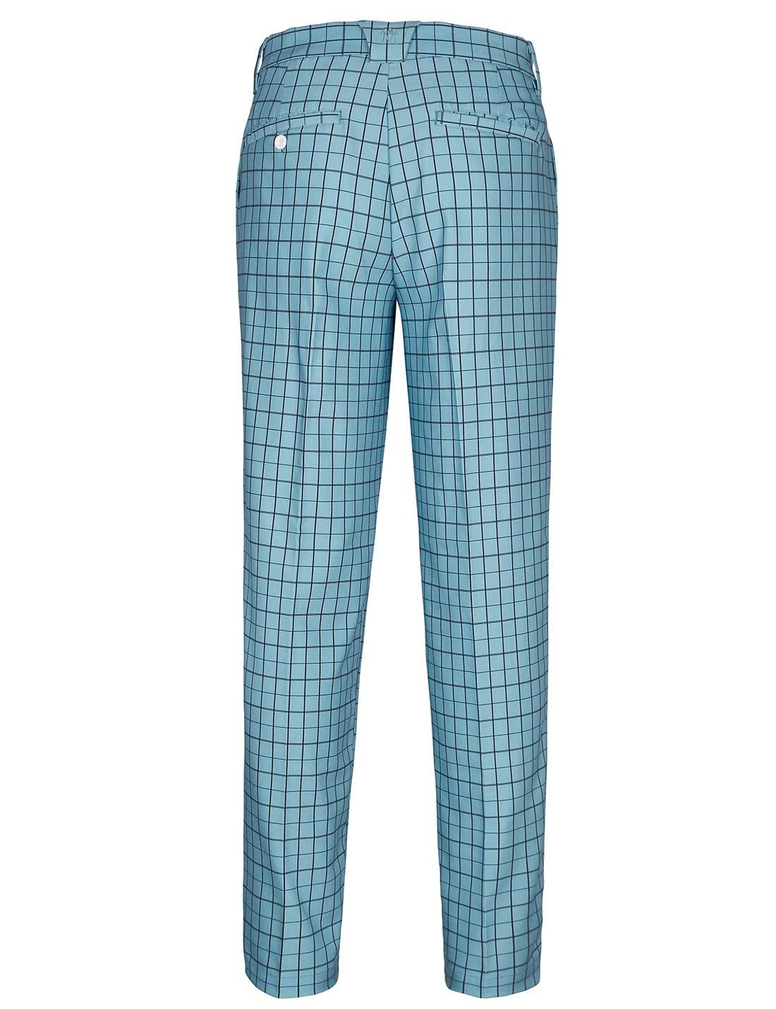 Lesmart Men's Golf Pants Stretch Relaxed Fit Lightweight Breathable Golf Pants with Pockets Light Blue Plaid 36W×32L