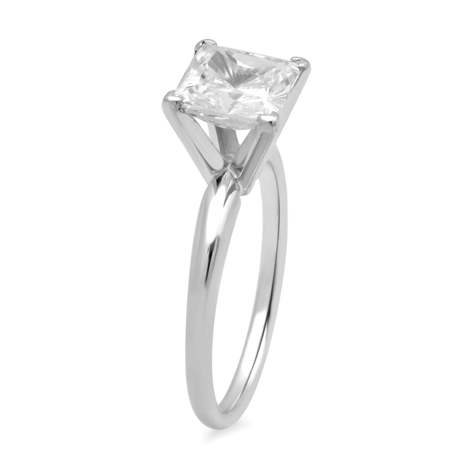 Jewelili 14K White Gold 1/2Cttw Princess Cut Solitaire Diamond Ring