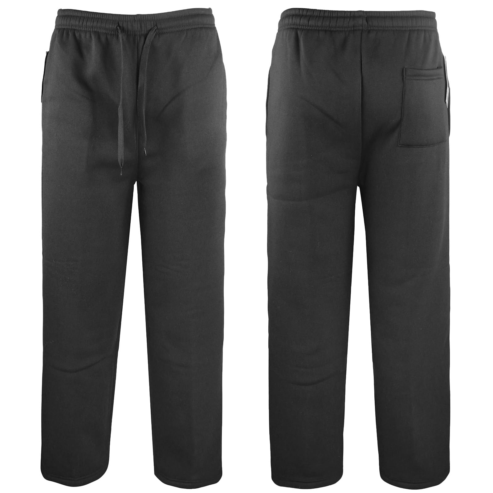 LI HANTON Men's Sweatpants Fleece Jogger Pants Athletic Workout Running Sports Sweatpants with Pockets Open Bottom(Black, US 3XL)