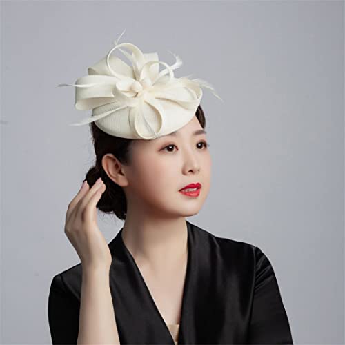 Navy Blue with Feathers Wedding Races Special Occasion Hat Church Headwear Navy Blue