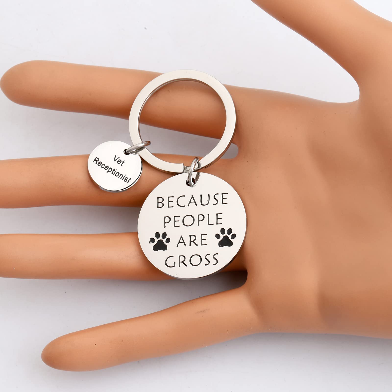 Lywjyb Birdgot Vet Receptionist Keychain Because People Are Gross Keychain Veterinary Technician Gift (Vet Receptionist ky)