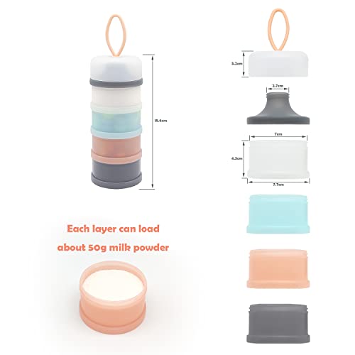 LADISO Baby Formula Dispenser, Formula Container, BPA Free, 4 Layers, Baby Feeding Travel Storage Container, Portable Milk Powder Dispenser Container, Non-Spill Stackable Baby Snack Storage Container