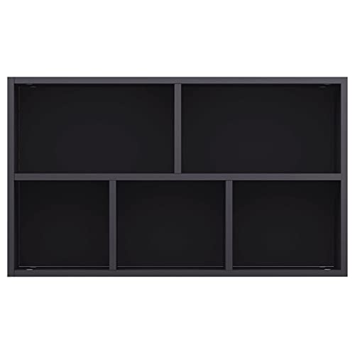 Queen.Y Multifunctional Shelves 3-Tier Double Wide Bookcase Sideboard, 19.7"x9.8"x31.5" Wooden Bookshelf Storage Shelves Display Rack TV Cabinet for Home Office, Grey