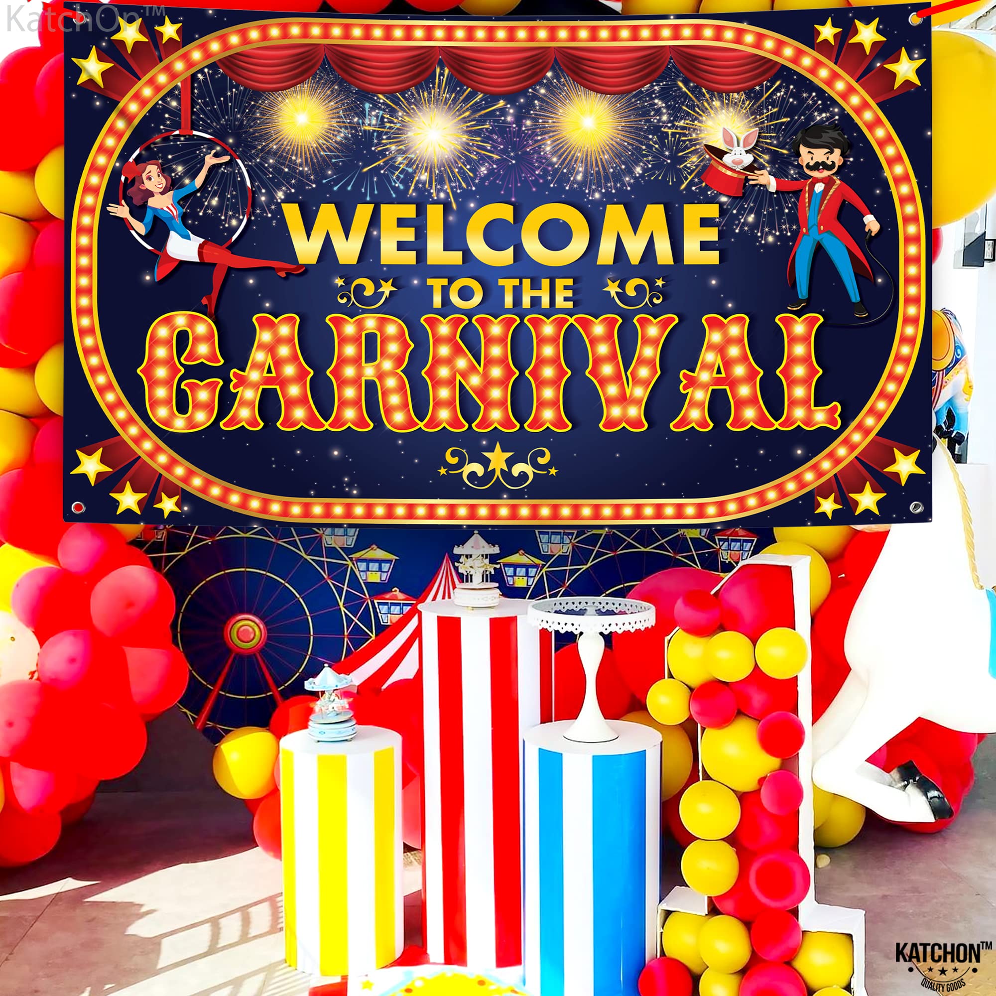 KatchOn, Welcome to The Carnival Banner - XtraLarge, 72x44 Inch, Carnival Decorations | Carnival Backdrop for Birthday Party | Carnival Theme Party Decorations for Event | Carnival Party Decorations