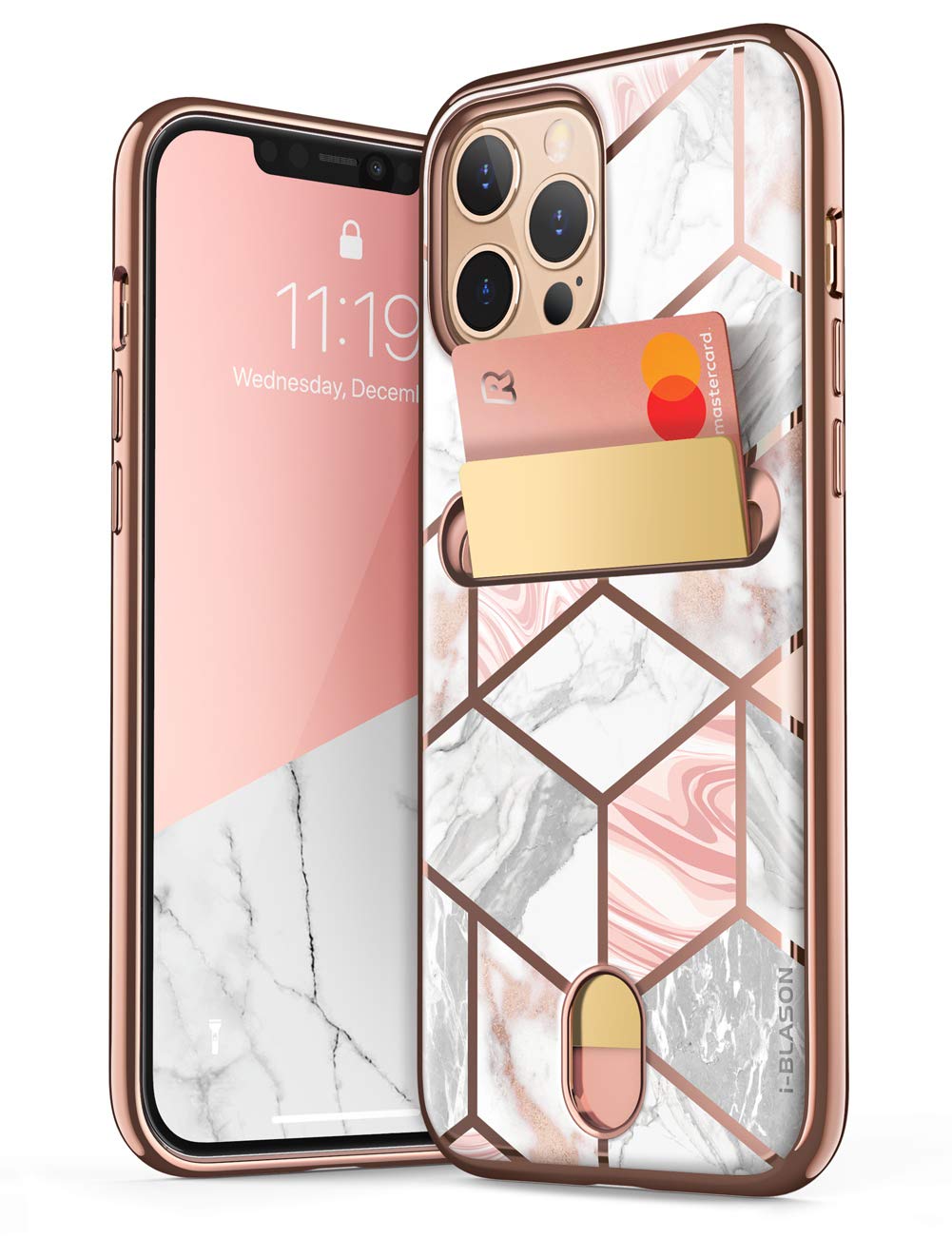 i-Blason Cosmo Wallet Case for iPhone 12 Pro Max 6.7 inch (2020 Release), Slim Designer Wallet Protective Case with Card Holder (Marble) (iPhone 2020 CosCard)