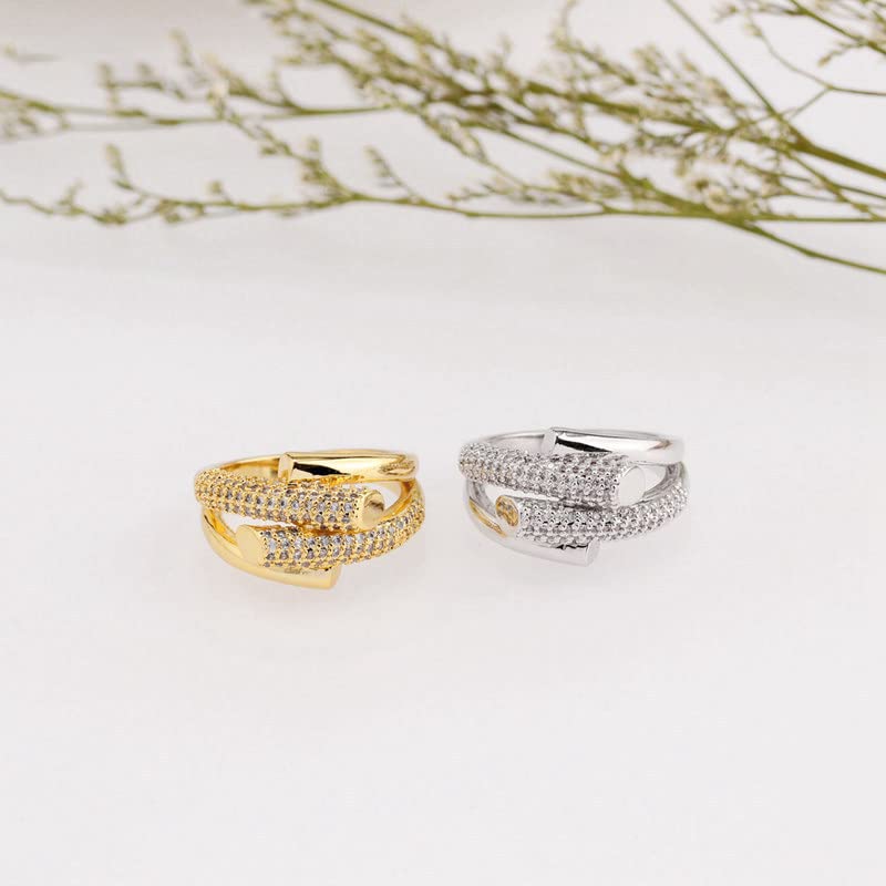 LZSLZS Women's Jewelry Copper Gold Plated Geometric Zircon Rings Delicate Jewelry