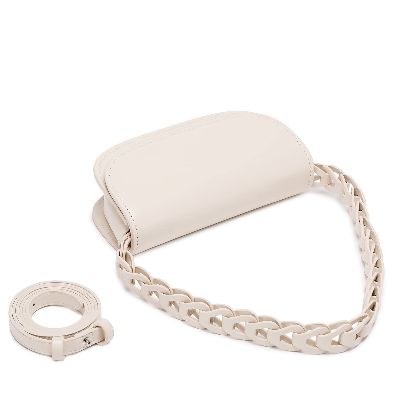 Leanoria 2 Straps Purse Designer Retro Classic Shoulder Bag Vegan Leather Clutch Tote Bag Small Crossbody Handbag (Off White)