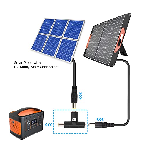 PNGKNYOCN DC 8mm Y Branch Adapter,DC 7909 Male to DC 7909 Female and DC 5521 Splitter for Solar Panel RV Portable Power Station Solar Generator and More(2-Pack)