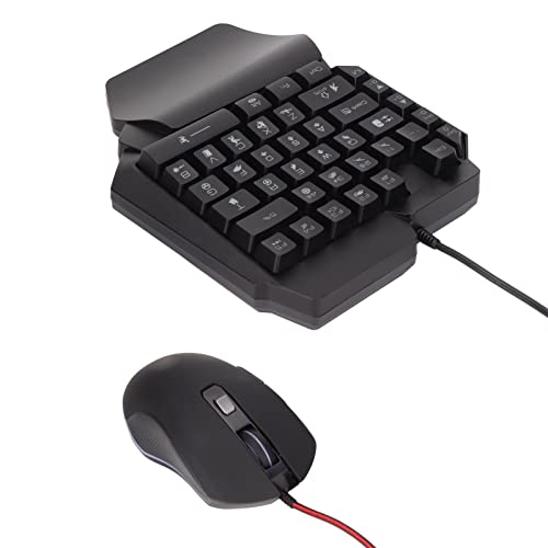 One Handed Keyboard Mouse Combo, 39 Keys Gaming Keyboard Ergonomic Design, 4 Level DPI Adjustable Mouse, RGB Color Backlit USB Keyboard Mouse Set for Work, Game