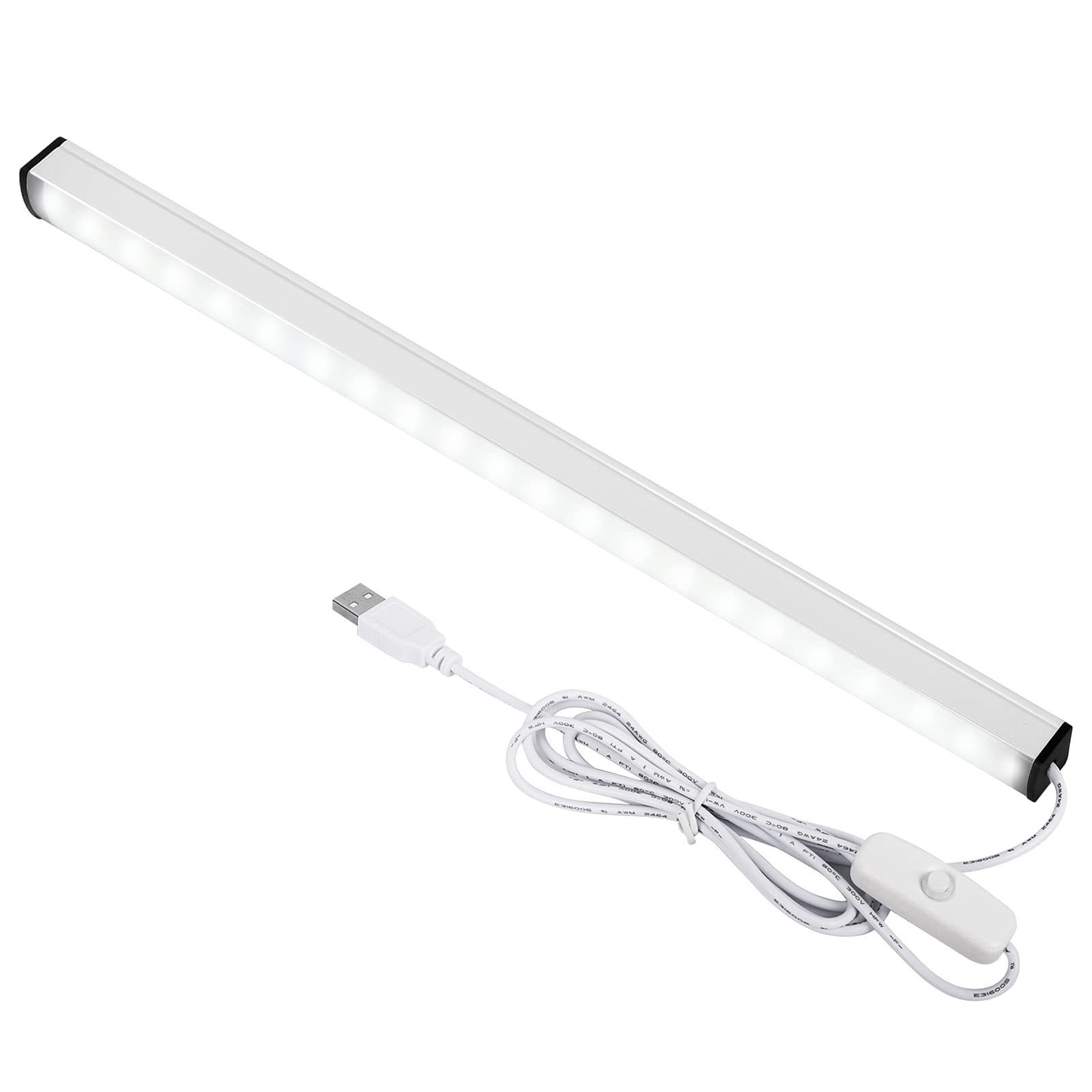 LED Under Cabinet Lighting Plug in, 12 Inch Under Cabinet Lights, USB Led Light Strip Bar, 5000K Cool White, Under Counter Light for Kitchen/Workbench/Shelf/Desk