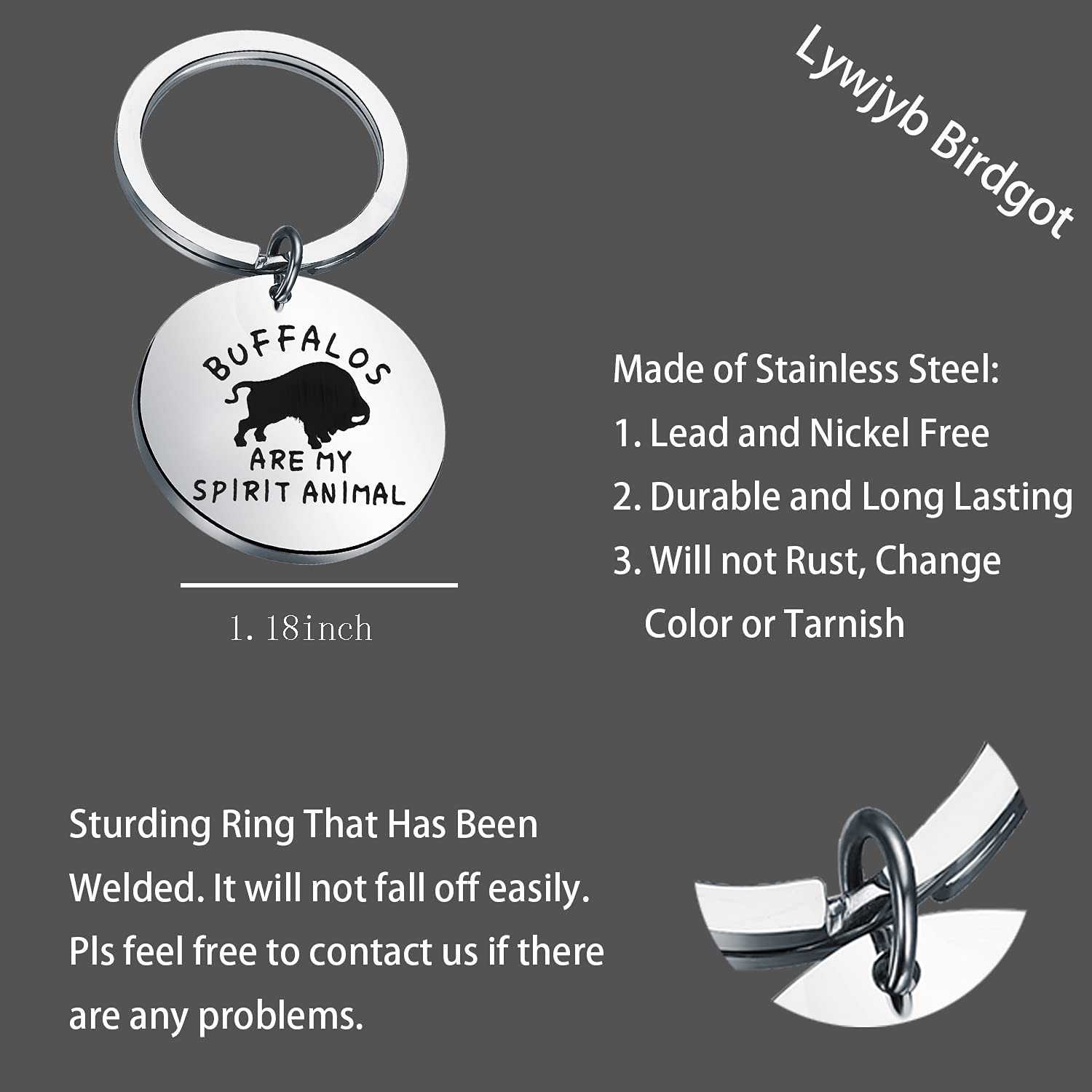 Lywjyb Birdgot Buffalos Are My Spirit Animal Keychain Funny Animal Lover Gift (Buffalos ky)