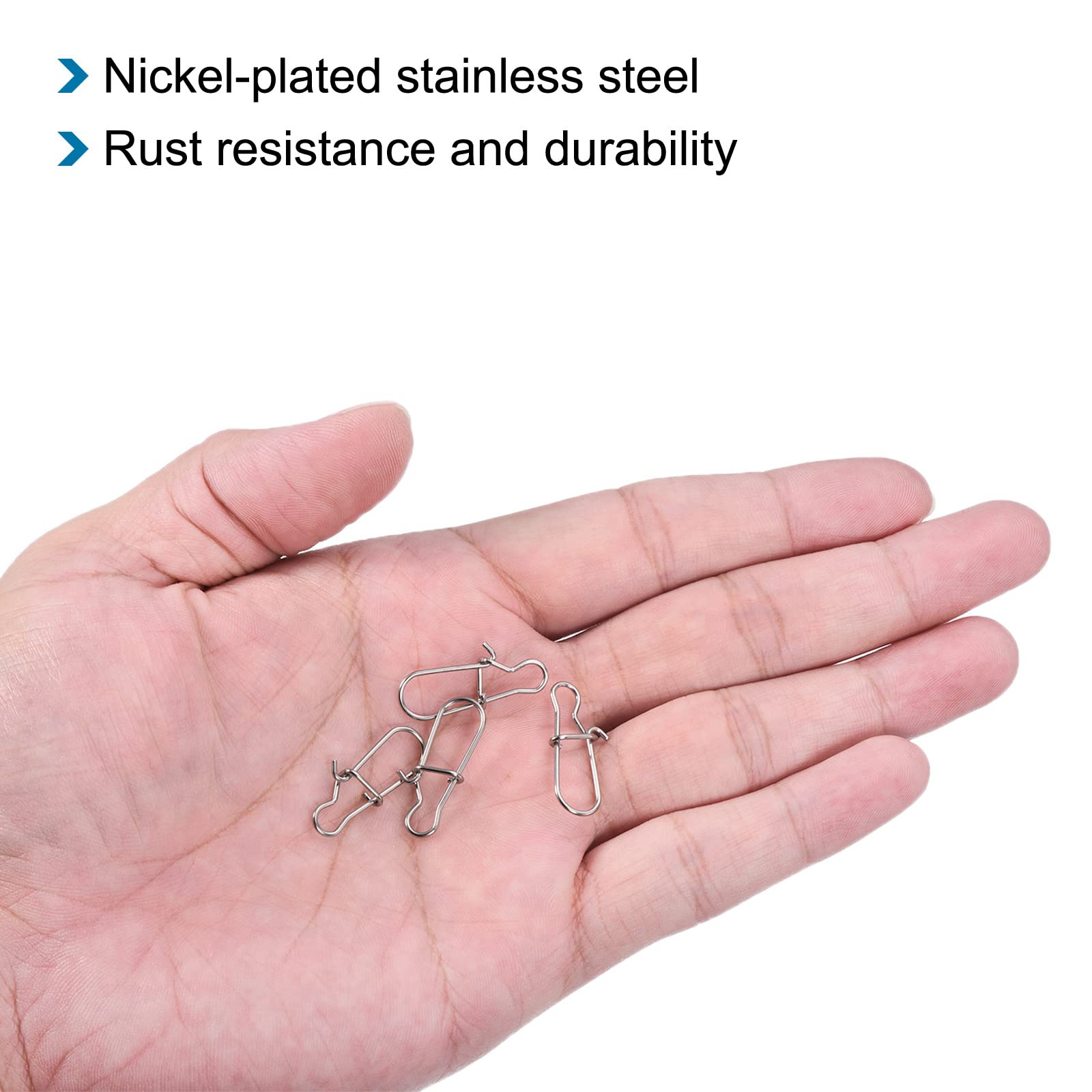 PATIKIL Fishing Snaps, 100 Pack 101LBS Stainless Swivel Tackle Kit Fishing Clips Lure for Saltwater Freshwater, Silver