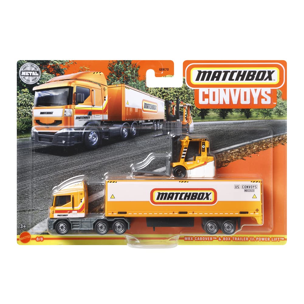 Matchbox Convoys Collectible Cars Die-cast Series - MBX Cabover & Box Trailer with Power Lift Forklift