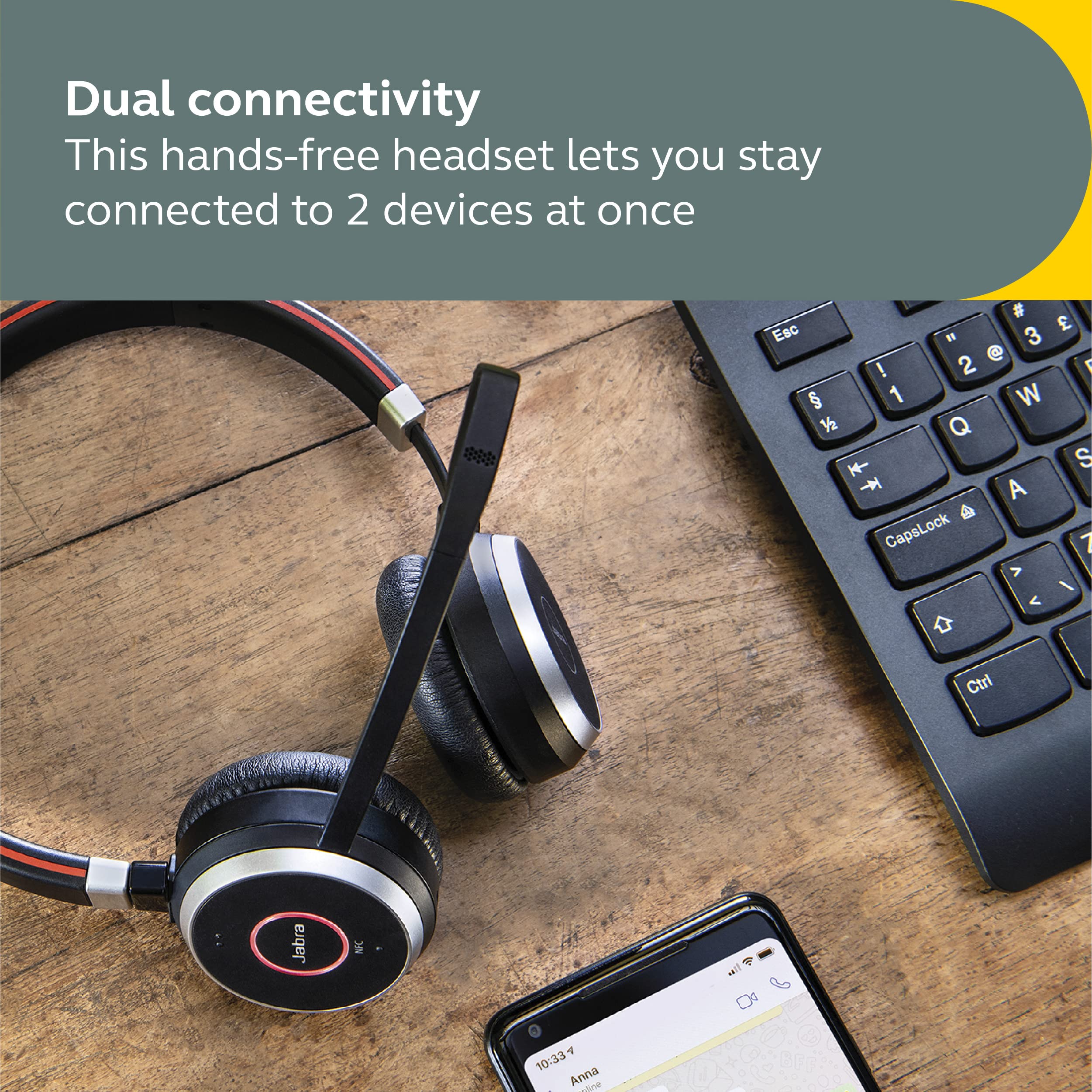 Jabra Evolve 65 SE Mono Wireless Headset - Bluetooth Headset with Noise-Cancelling Microphone, Long-Lasting Battery, and Dual Connectivity - MS Teams Certified