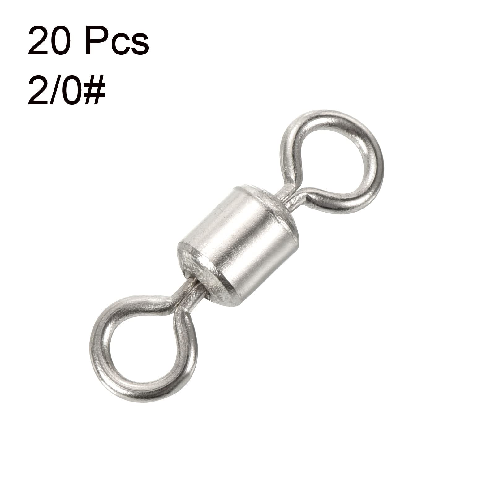 PATIKIL Fishing Barrel Swivels, 20 Pack 156LBS Copper Rolling Hook Line Connector Terminal Tackle for Saltwater Freshwater Fishing, Silver