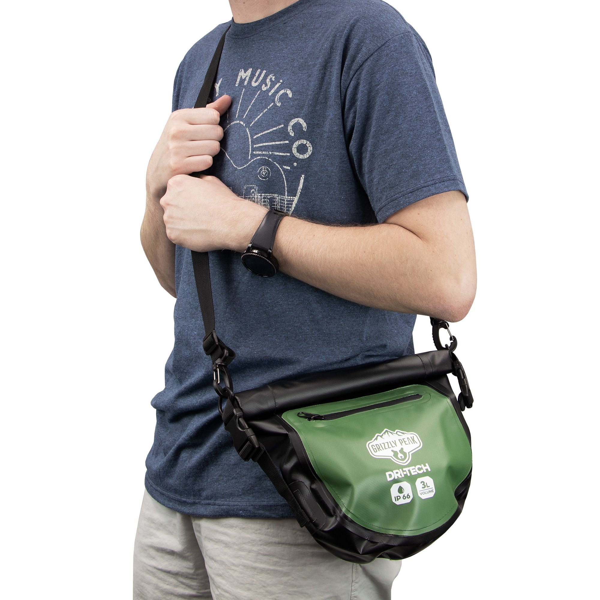 Grizzly Peak 3L Dri-Tech Waterproof Dry Satchel, IP 66 Lightweight Roll-Top Dry Bag with Adjustable Strap β Sack for Protecting Valuables & Belongings for Camping & Outdoor Activities