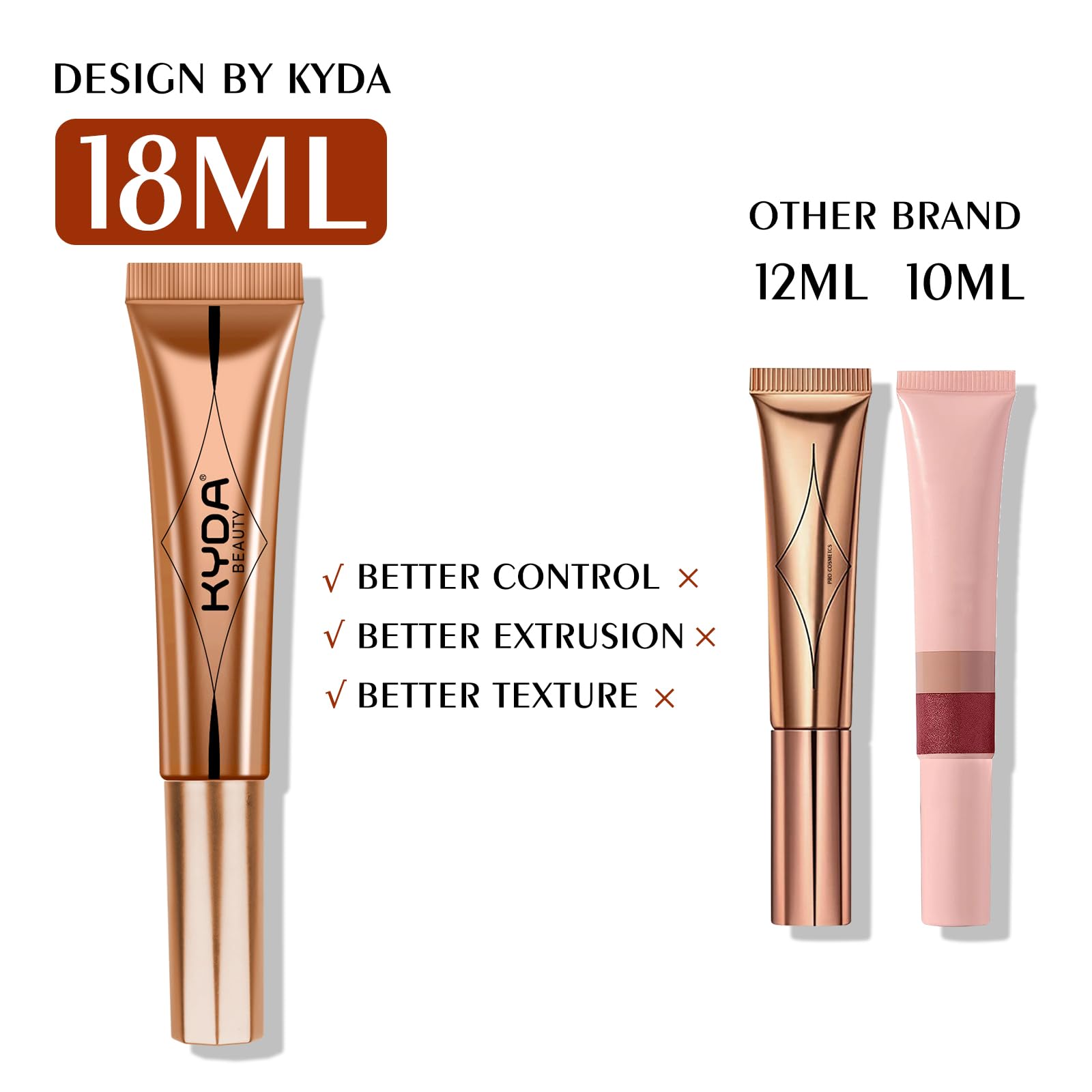KYDA Highlighter Beauty Wand, Face Illuminator with Cushion Applicator, Natural Glossy Finish, Silky Smooth Cream, Face Highlighter Bronzer Makeup, Lightweight Blendable, by Ownest Beauty-Sun Glow