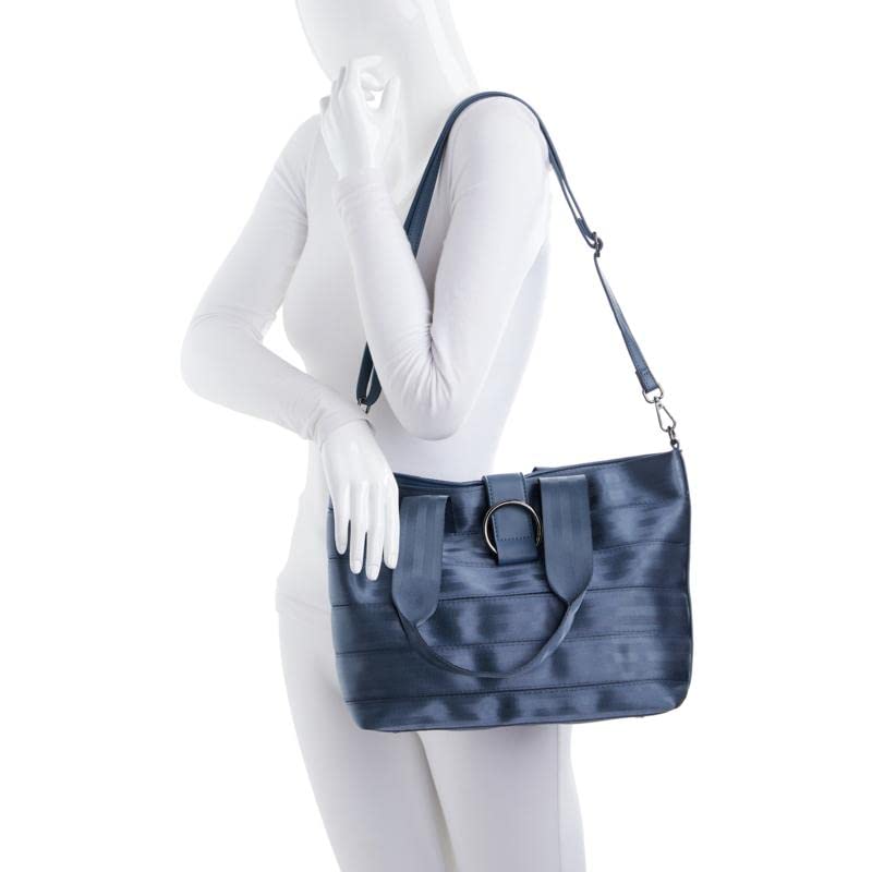 Marla Wynne Woven Webbing Front Ring Tote - Silver
