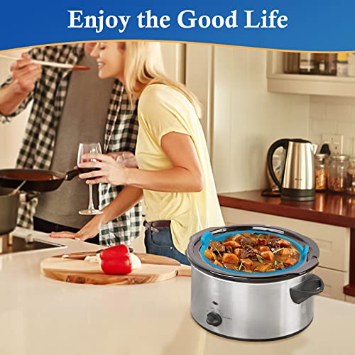 Kilrygh 4QT Slow Cooker Liners, Silicone Crock Pot Liners fit Crock-Pot 4 Quart Oval Slow Cooker, Reusable Leakproof Silicone Crockpot Liner, Dishwasher Cleanable Crockpot Liner
