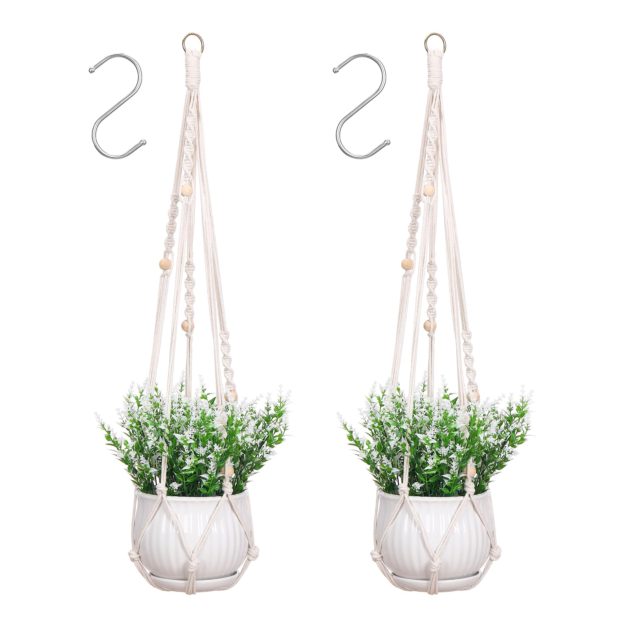 onepeng Macrame Plant Hanger,5 Arms Plant Hanger Indoor,Windchime Style Hanging Plant Holder,2 Pack Plant Hanger,Boho Home Decor Hanging Planters for Indoor Plants