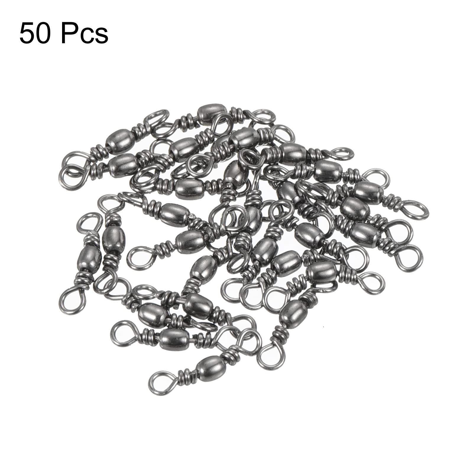 PATIKIL Fishing Barrel Swivel, 50Pcs 41lb Carbon Steel Solid Ring Terminal Tackle, Black
