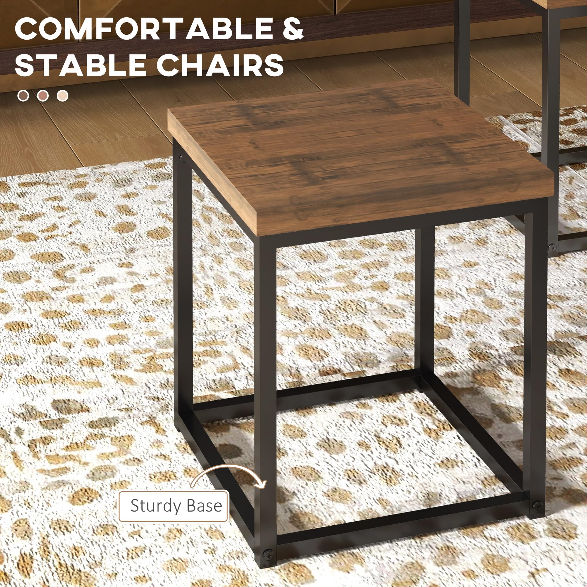 HOMCOM 5 Piece Dining Table Set, Square Kitchen Table Set with Stools for Small Space, Breakfast Nook, Natural Wood Color
