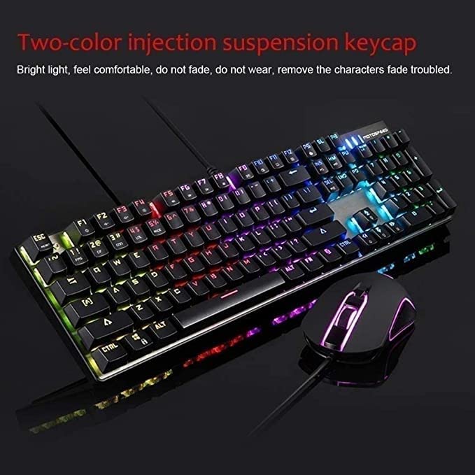 QINERSAW Gaming Keyboard and Mouse Set,LED RGB Backlit Wired Keyboard for Xbox One PC Mac PS4 Laptop, E-sportsPlayer Equipment.