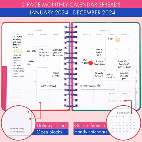 Kate Spade New York 2024 Planner Weekly and Monthly, January 2024 - December 2024, Hardcover Spiral Planner