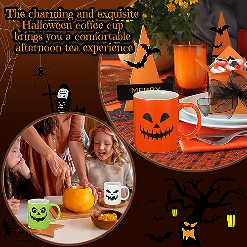 Zhehao 4 Pieces Halloween Mugs 15oz Mug Set Halloween Coffee Mugs with Handle Halloween Ceramic Matching Mugs for Home School Office Table Centerpieces Housewarming Holiday Party Gift (Scary Style)