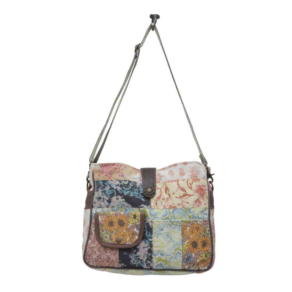Myra Bag Western Leather Shoulder Bag for Women - Upcycled Canvas Crossbody Bag Le Fleur