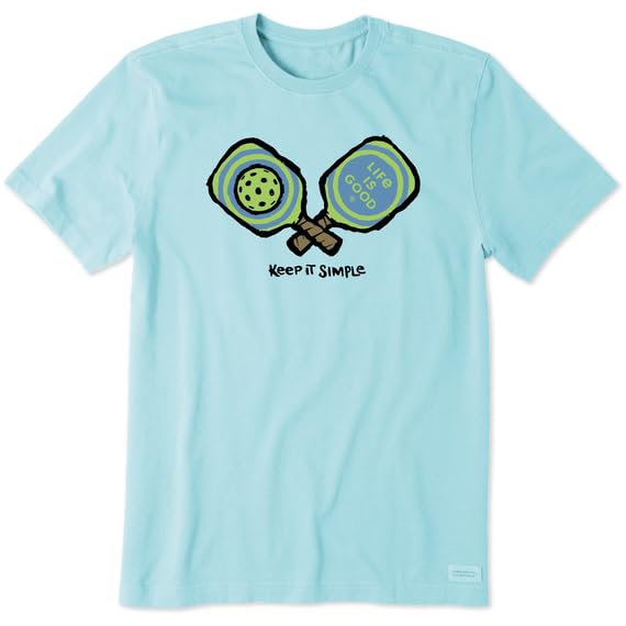 Life is Good. Men's Keep It Simple Pickleball Crusher Tee, Beach Blue