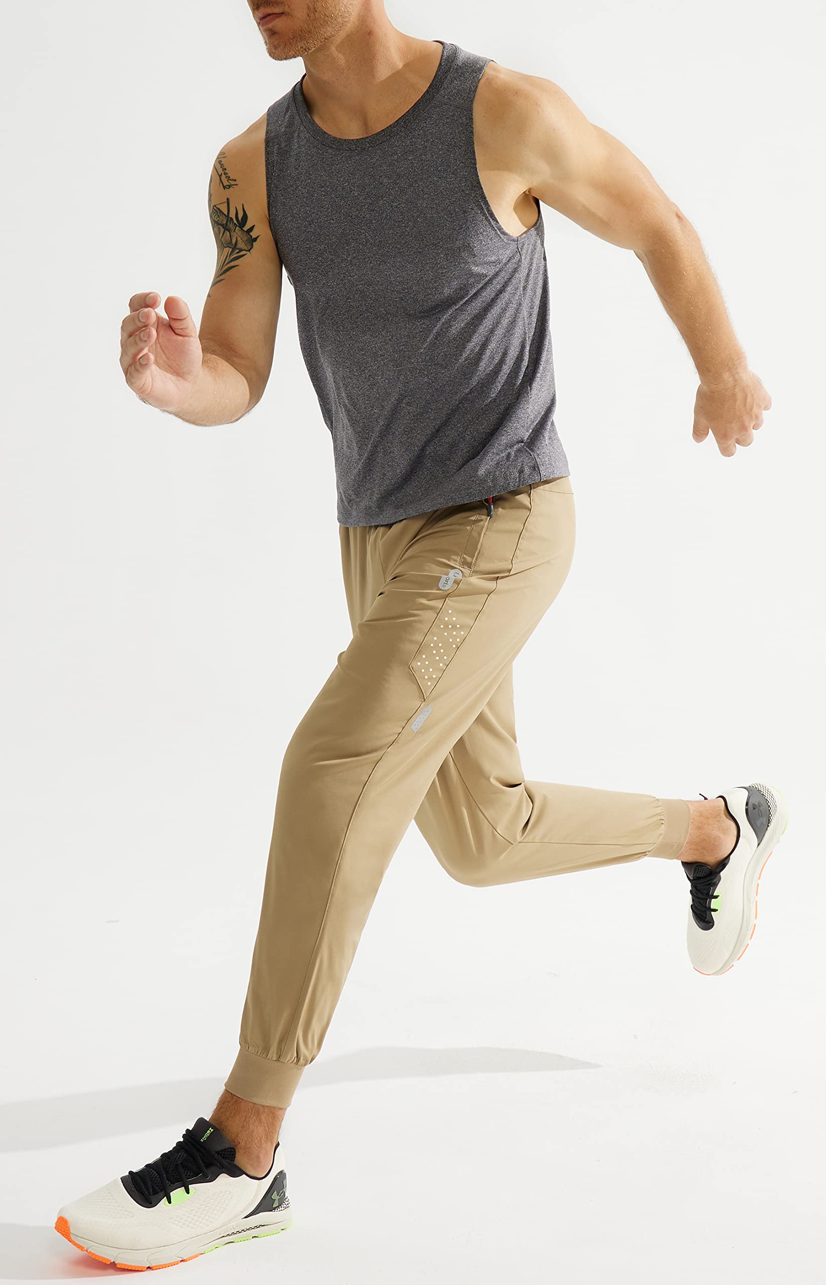 Libin Men's Lightweight Joggers Quick Dry Athletic Track Pants Joggers for Men Gym Workout Running Training Hiking Travel, Khaki L