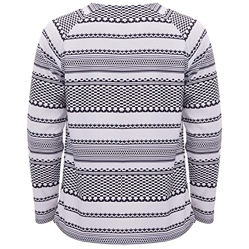 Lexiart Mens Casual Pullover Sweater Long Sleeve Striped Sweatshirt Athletic Hoodie White