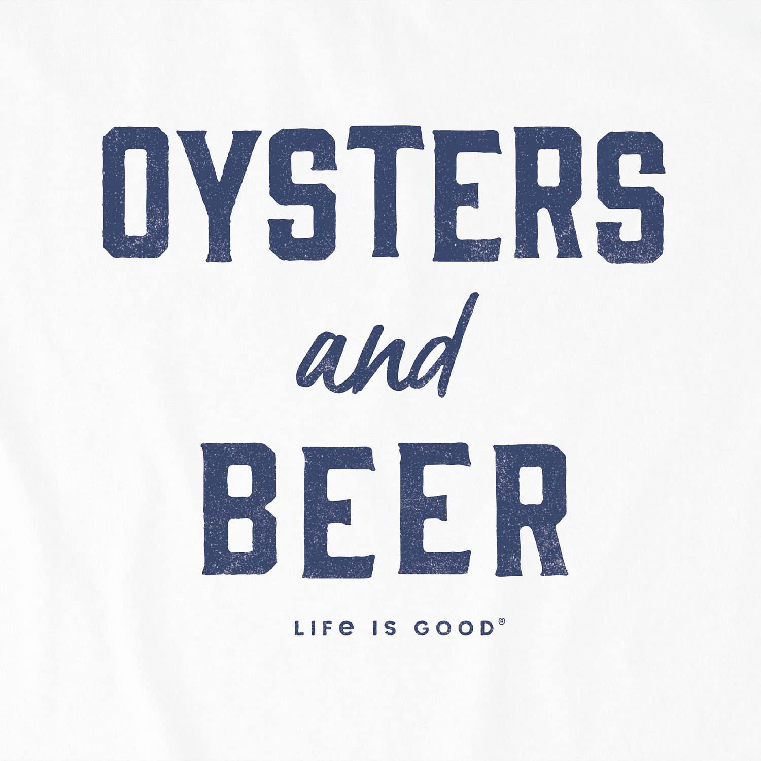 Life is Good. Men's Oysters and Beer LS Crusher-Lite Tee, Cloud White