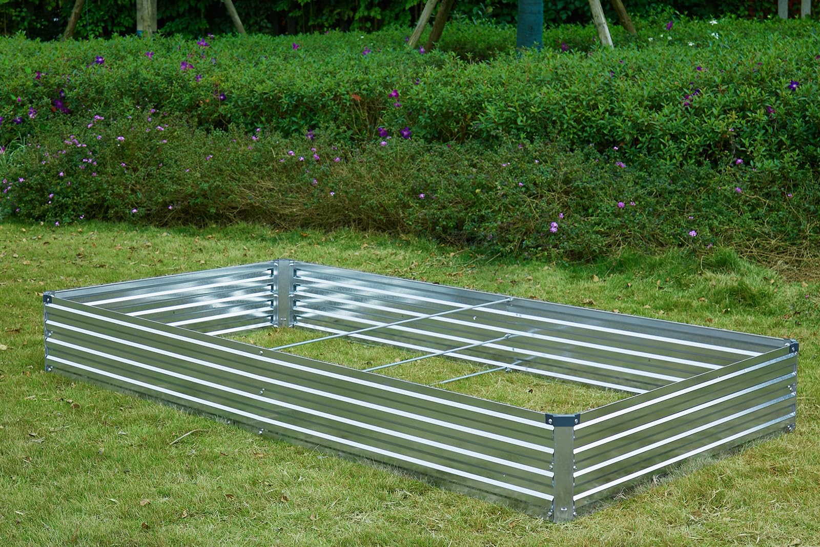 Meberam Galvanized Raised Garden Bed Kit 2PCS Set Outdoor Metal Elevated Plant Box for Vegetable (Galvanized,6x3x1ft)