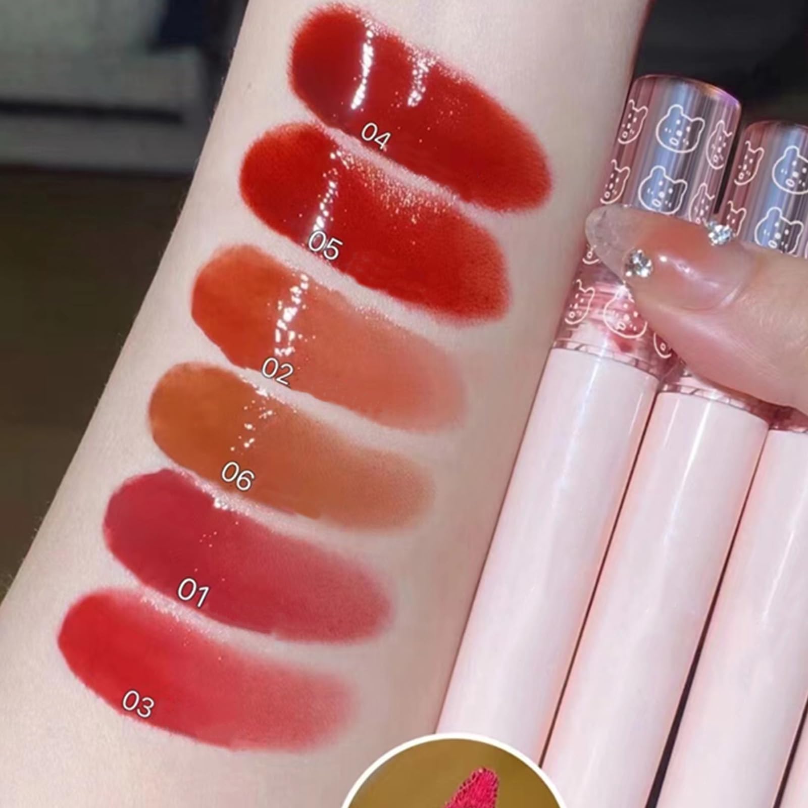 KWOLYKIM Glass Water Lifter Gloss, Hydrating Lip Gloss, Plumping Water Gloss Lip Gloss Moisturizing Sweet Lip Glaze Snow Pink
