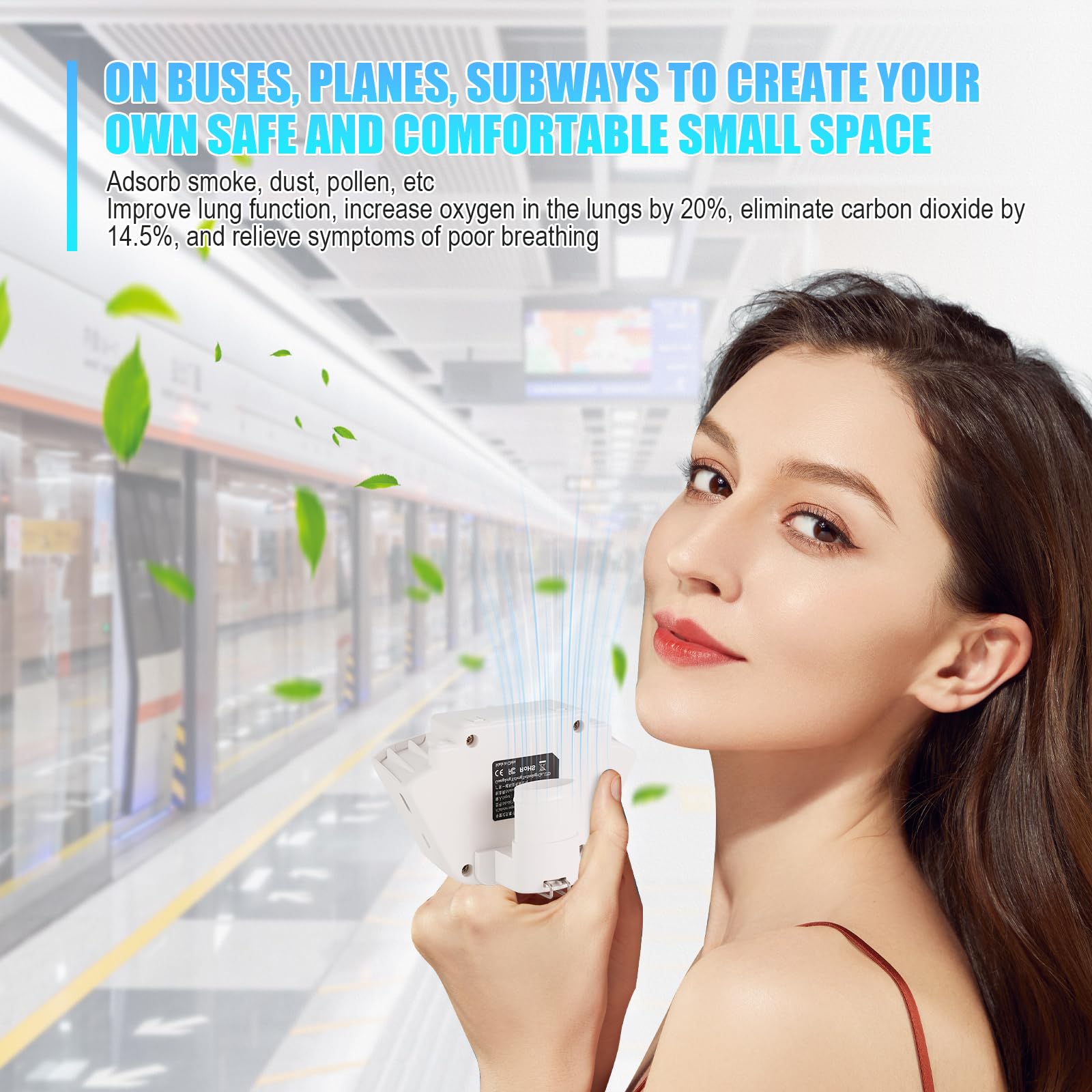 onovatpol Personal Ionizer Air Purifier, Rechargeable Lash Fan, Air Ionizers Handheld, Portable Negative Ion Generator for Crotch, Home, Buses, Planes, Subways, Travel (white)