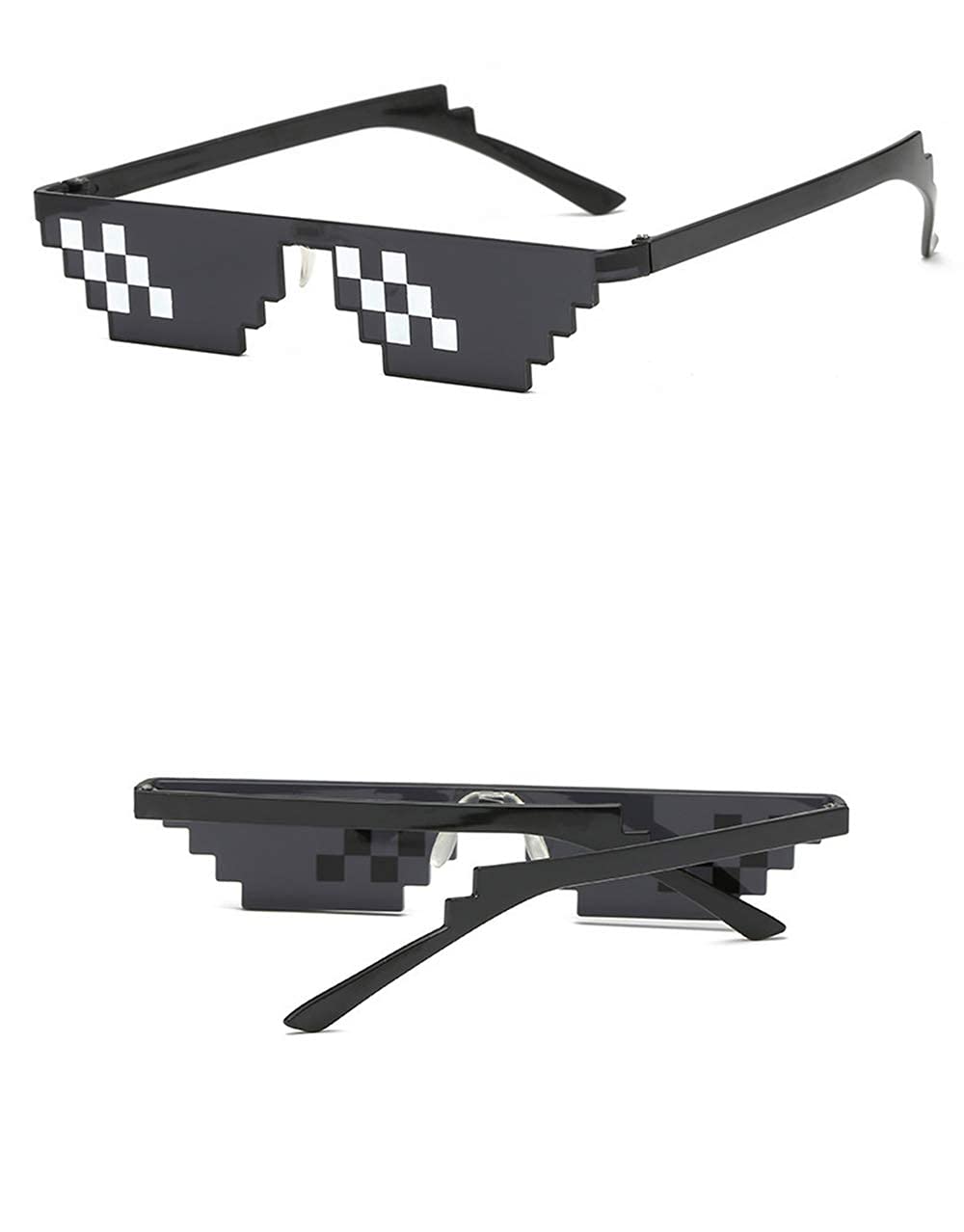 HSSUNSINE 10 Pack Thug Life Sunglasses 8 Bit Pixel Mosaic Glasses Photo Props Unisex Sunglasses for Men Women (10 pack colored mixed)