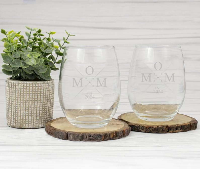 JohnPartners993 Mom Est 2024 Great Pregnancy Announcement Gift New Mom Established 2024 First Time Father Wine Glass